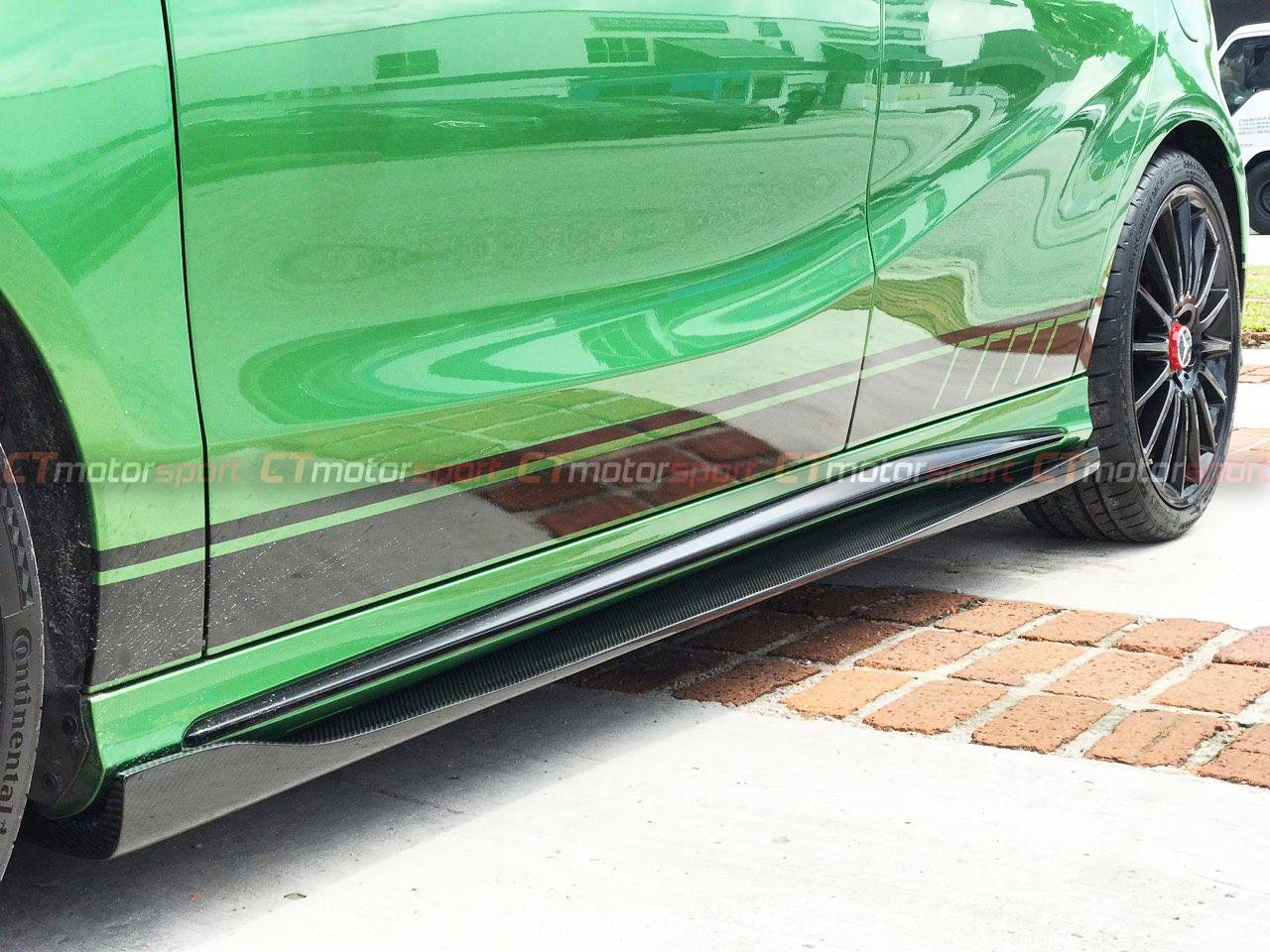 Mercedes Benz A-Class W176 Installed Varis Side Skirt Carbon Fiber Lip