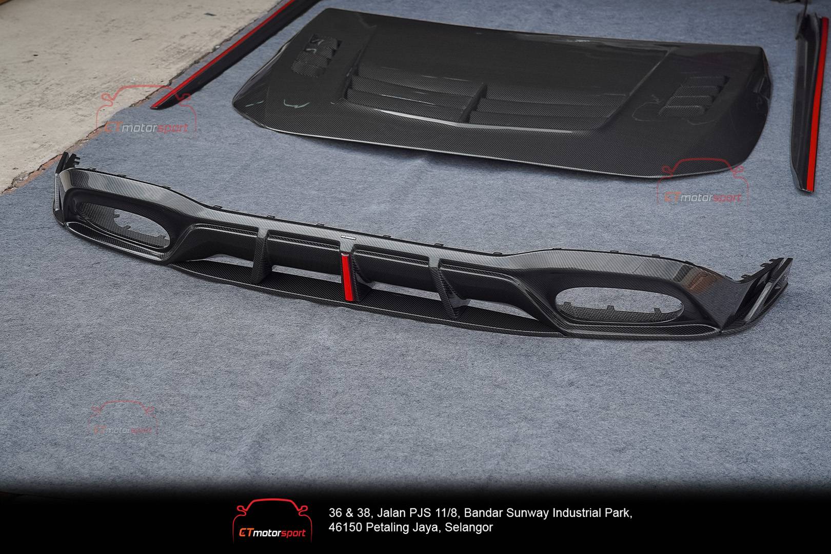 Mercedes w177 A35 Rear Diffuser Carbon Fiber with Light Ae Design
