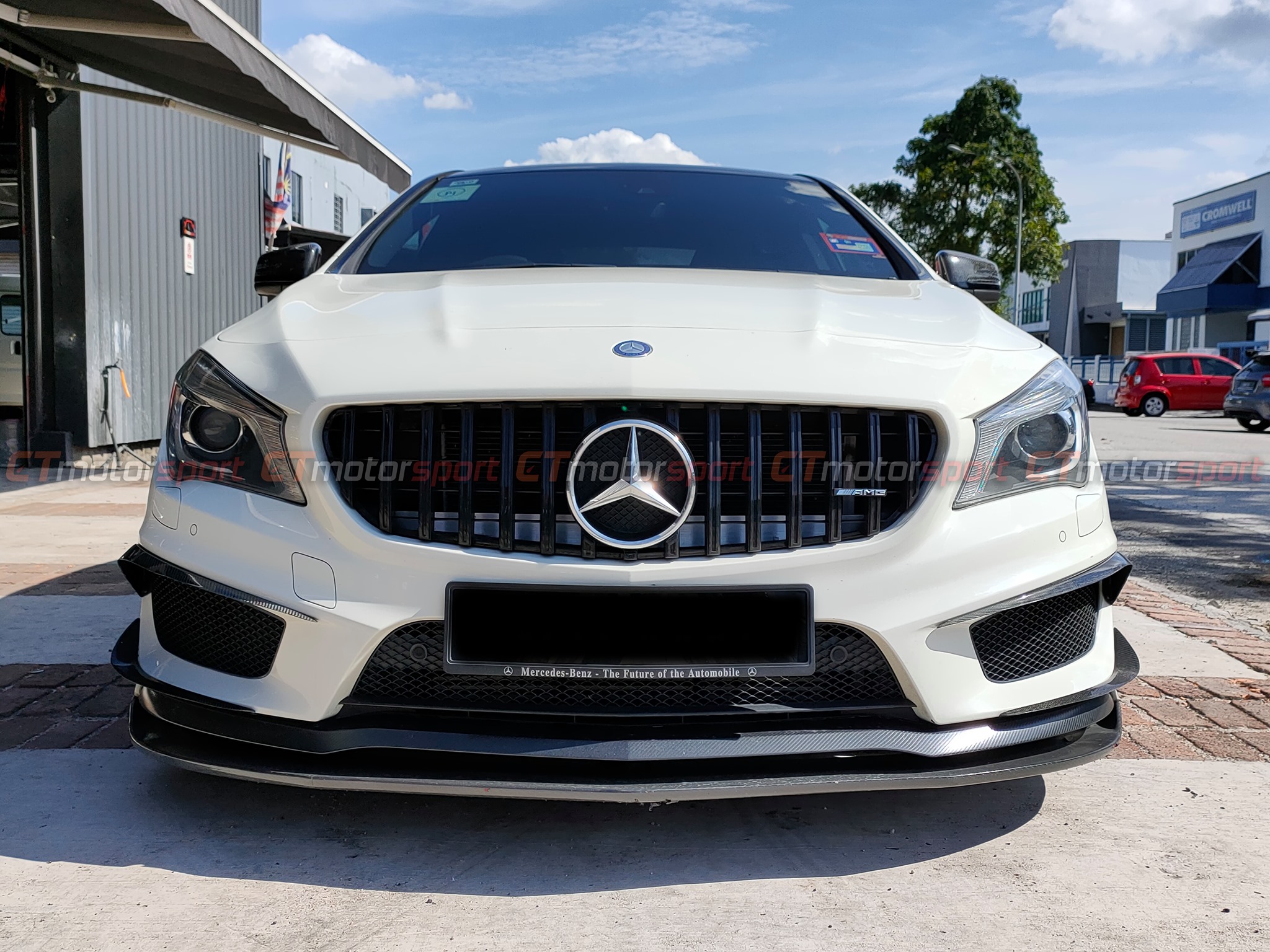 Mercedes Benz CLA CLA45 W117 Installed Revo Carbon Fibre Front Lip